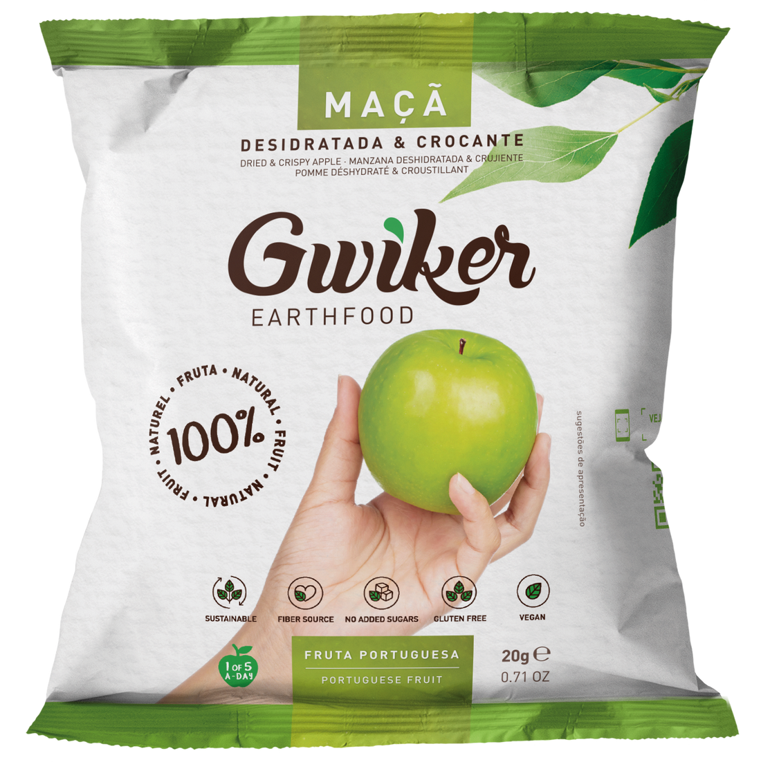 Maçã Verde Desidratada - 18 x 20g – Gwiker Earthfood